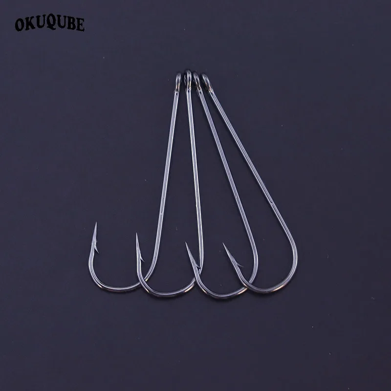 50pcs/lot Fishhooks High Carbon Steel Long And Straight Shank Barbed Fishing Hooks For Fresh And ...