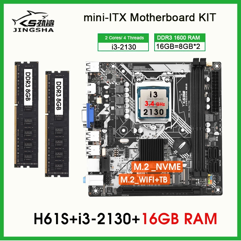 H61-motherboard-LGA1155-kit-Core-I3-2130-CPU-16GB-1600MHz-DDR3-Memory ...