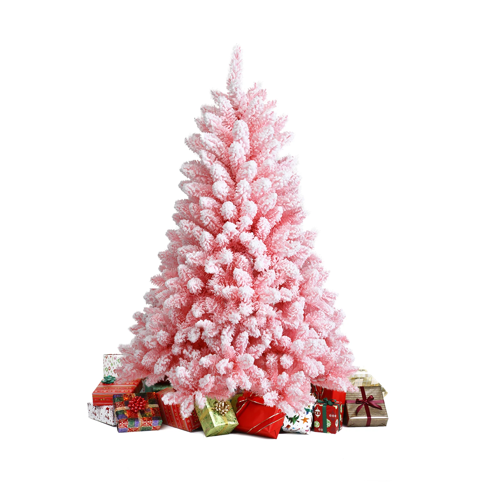 Giantex-180CM-Pink-Flocked-Christmas-Tree-with-920-Twigs-High-Quality ...