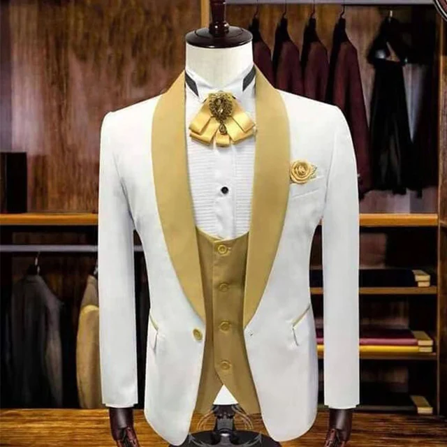 White-Men-Suits-Gold-Shawl-Notch-Lapel-Costume-Homme-Tuxedos-For ...