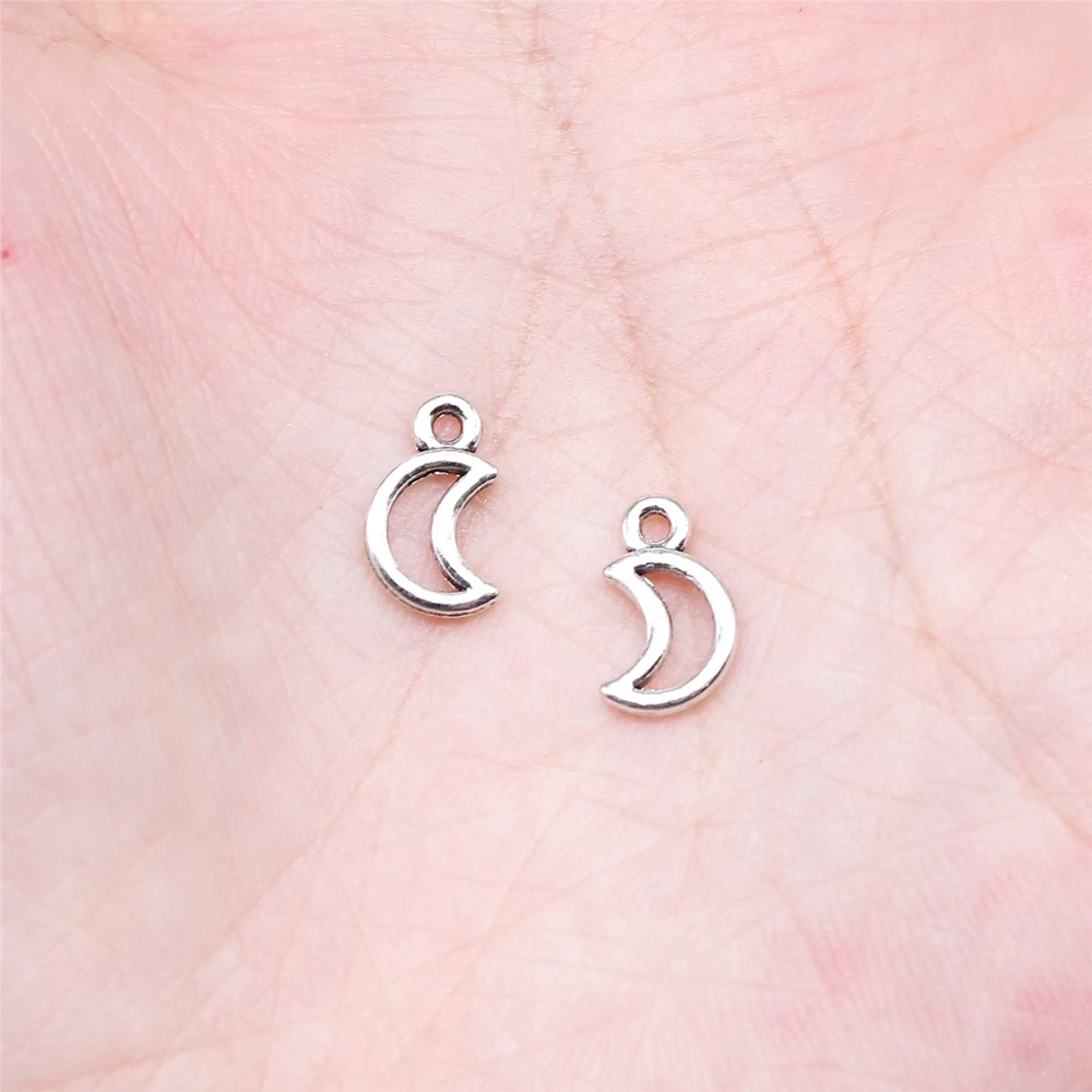 WYSIWYG 40pcs 10x6mm Antique Silver Color Openwork Moon Charms For ...