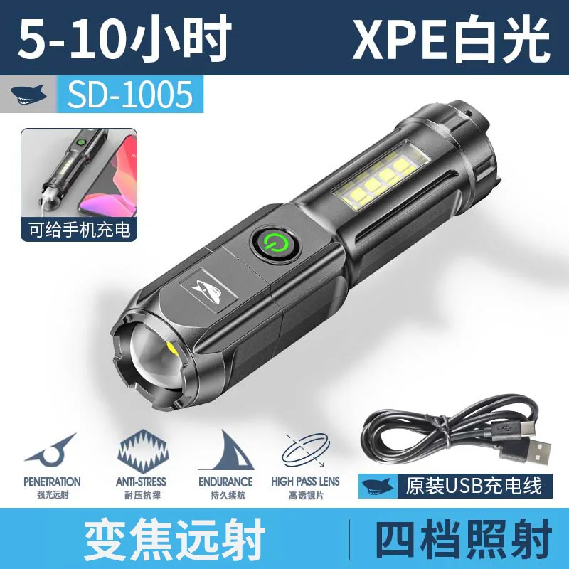 Portable USB Rechargeable LED Flashlight Mini Strong Light Fixed Focus ...