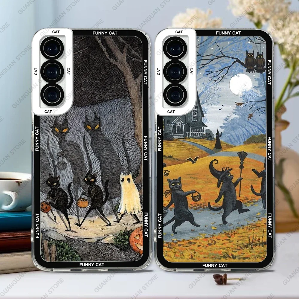 Capa macia Dark Funny Monster Cat, Capa para Samsung Galaxy S24 S20 S21 ...