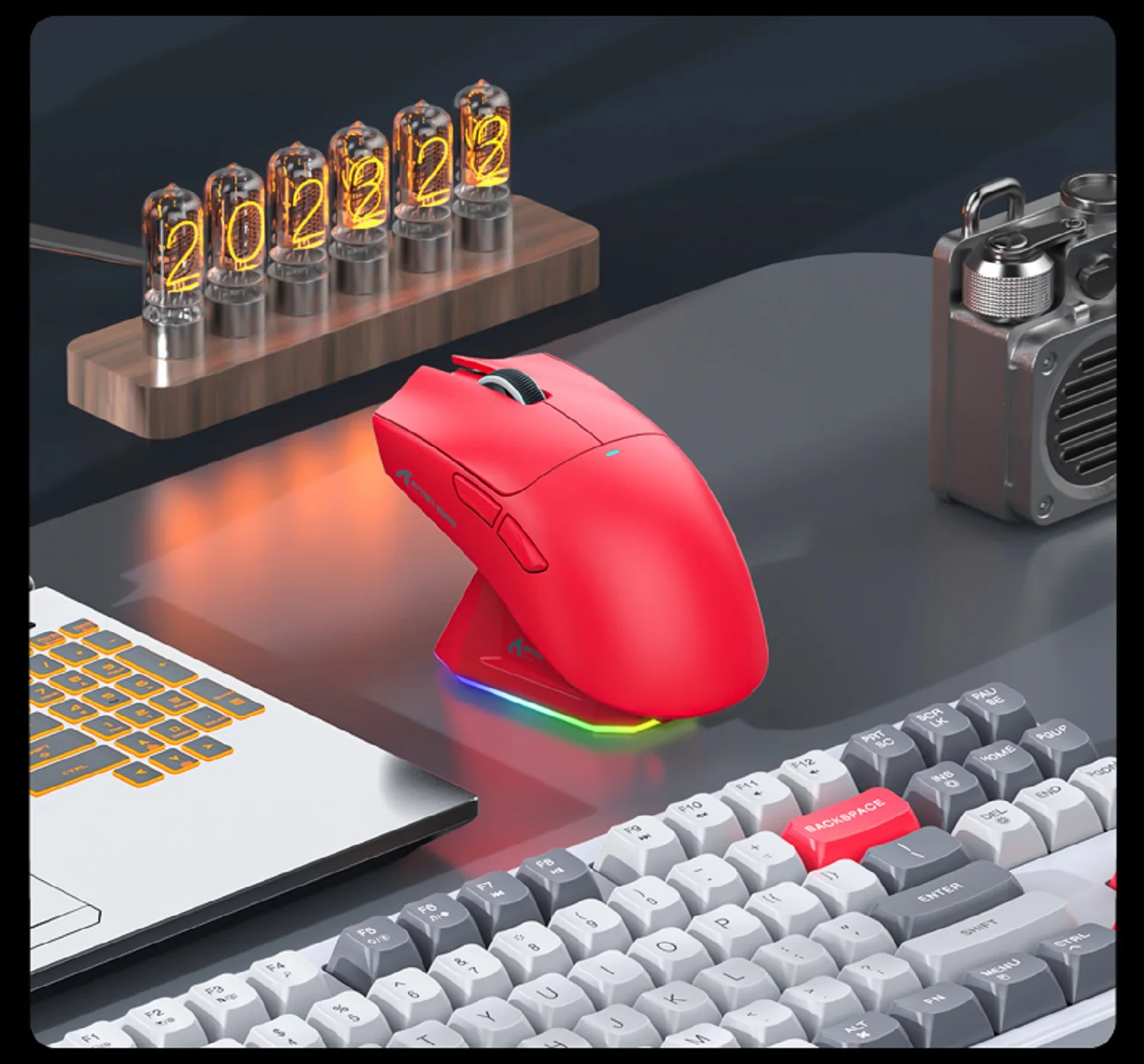 X11-Mouse-Vermelho-Sem-Fio-Conex-o-Tri-Mode-2-4GHz-Com-Fio-Bluetooth ...