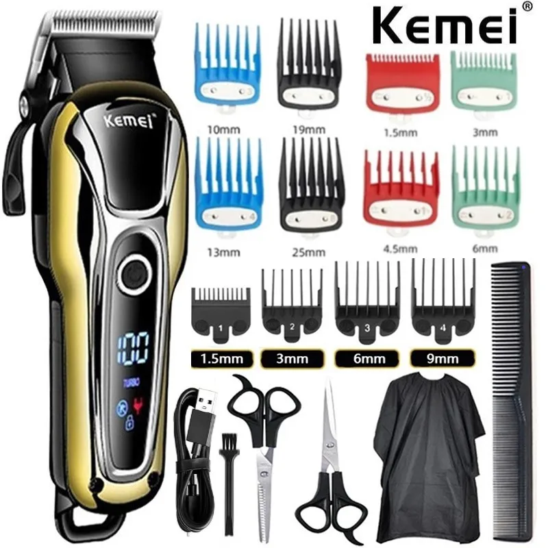 Kemei-cortadora-de-pelo-profesional-para-hombre-m-quina-el-ctrica-con-pantalla-LCD-conjunto ...