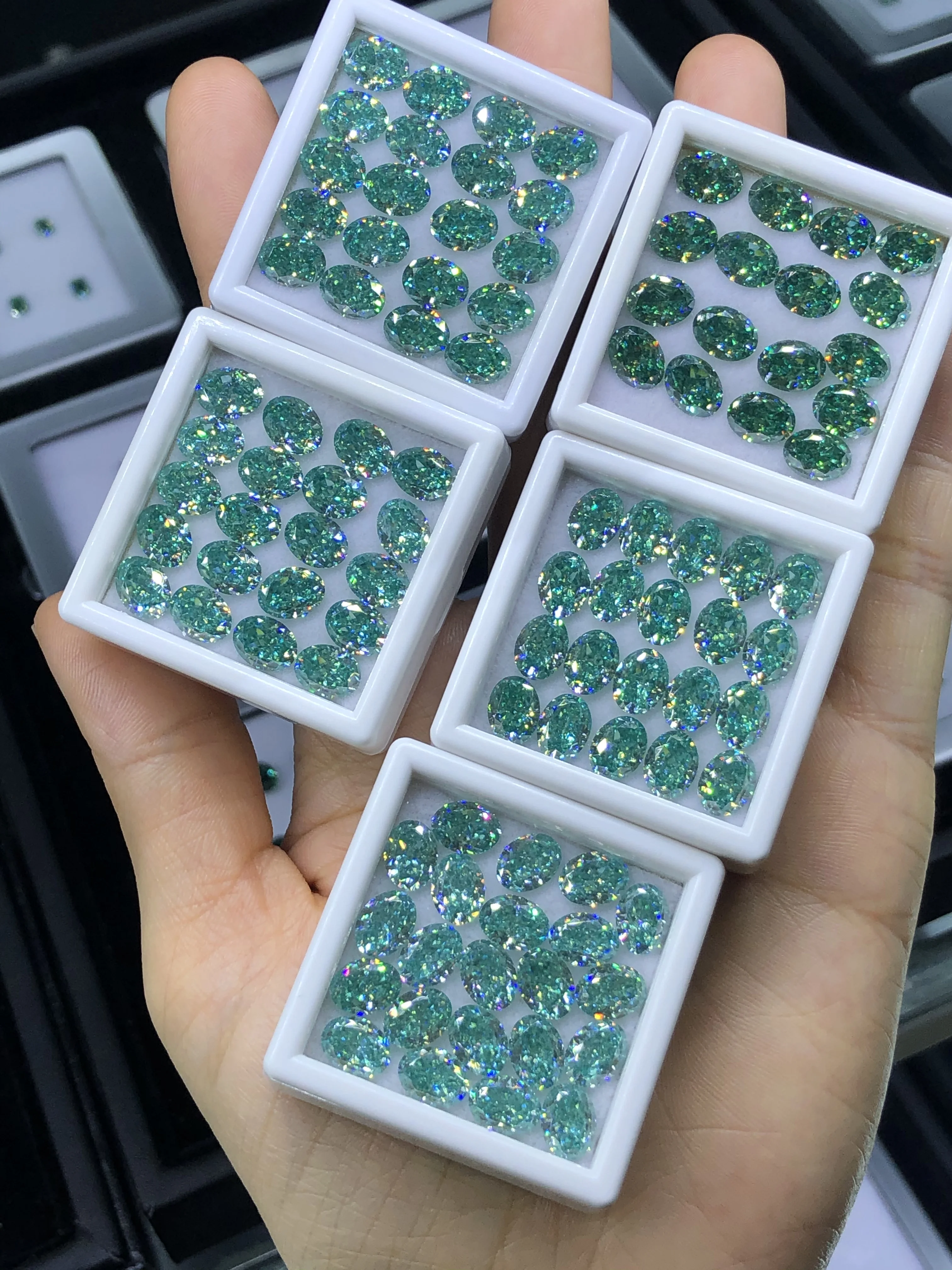 Holycome-Esmagado-Ice-Oval-Cut-Azul-Verde-VVS1-GRA-Moissanite-Pedras ...
