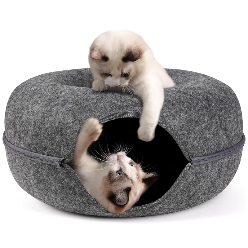 Donut-Pet-Cat-Tunnel-Interactive-Bed-Toy-House-Cat-Bed-Dual-use-Indoor ...