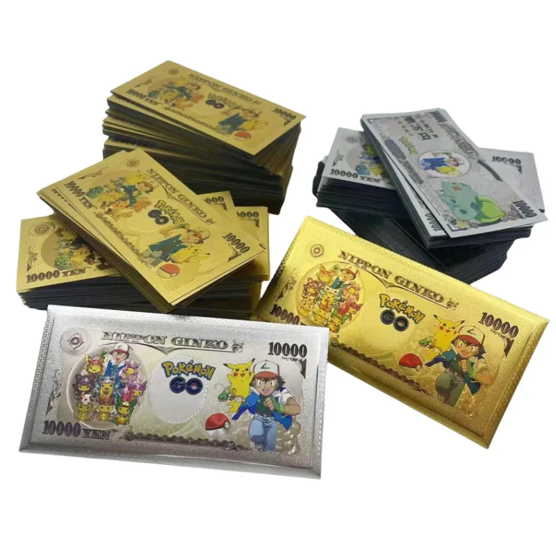 Pokemon-Commemorative-Banknote-Gold-Silver-Banknote-Pikachu-5pcs-10pcs ...