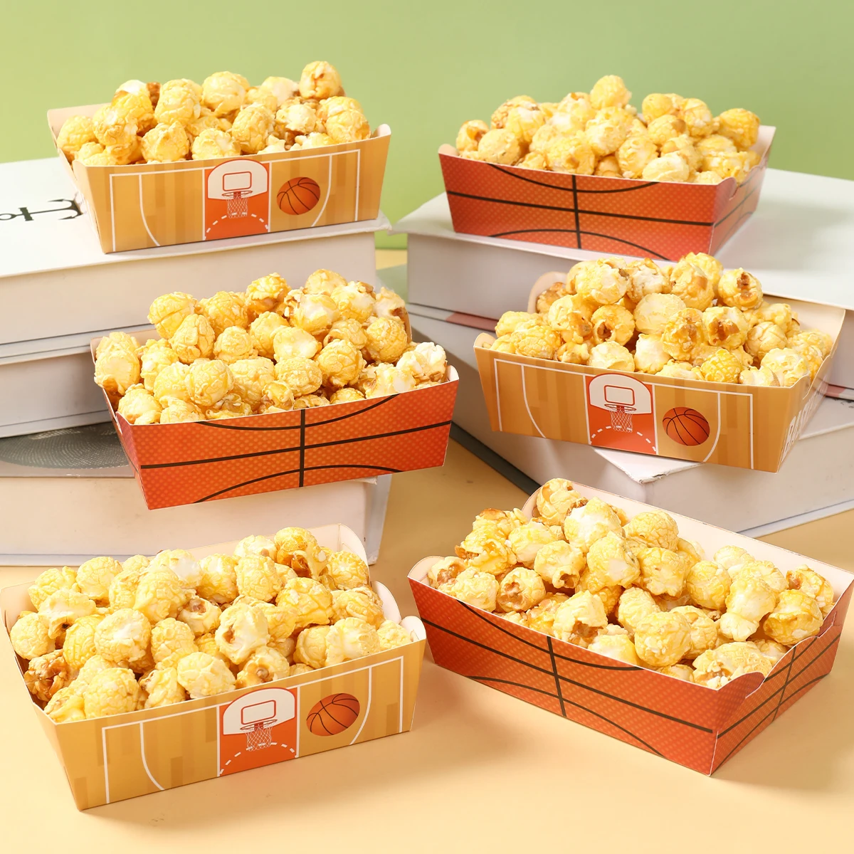 12pcs Sports Themed Party Paper Food Trays Popcorn Boxes Basketball ...