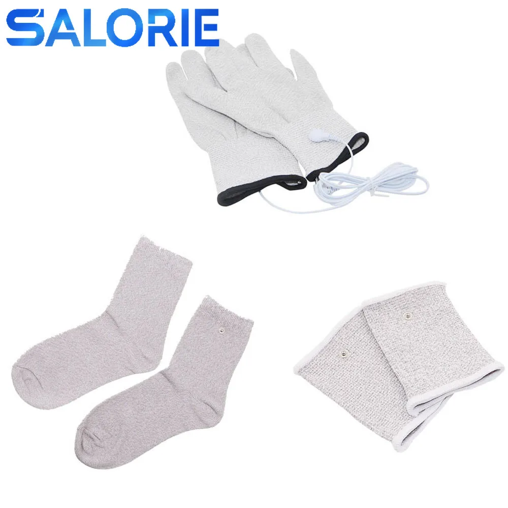 Conductive Fiber Electrode Gloves Socks Bracer for TENS Body Massager ...