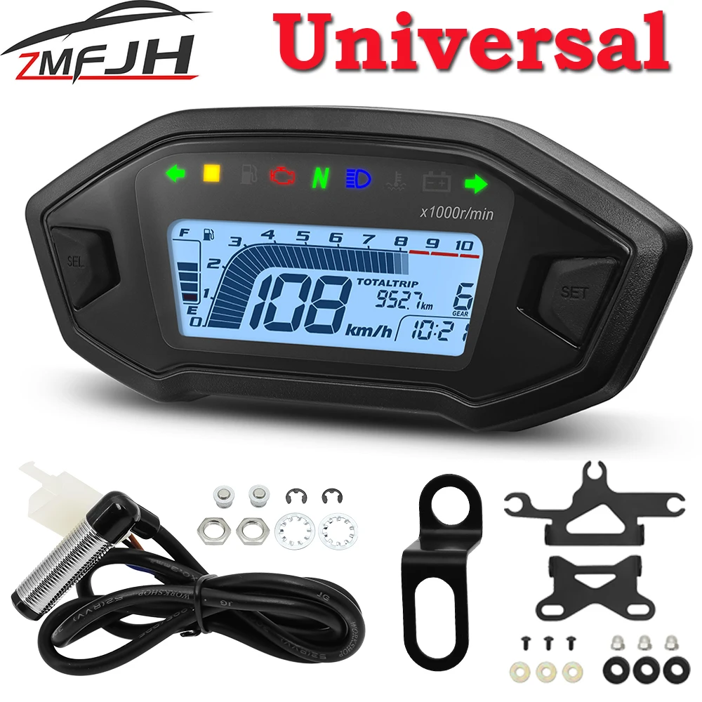 A-New-Universal-Motorcycle-LED-Adjustable-Speedometer-10000RPM-7-Colors ...