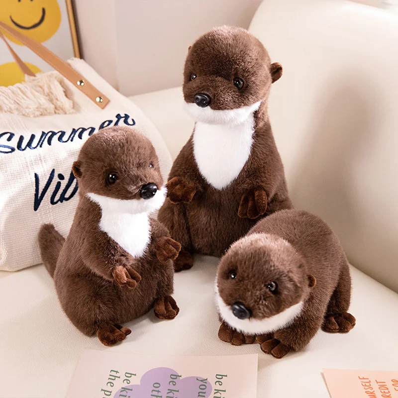 New Simulation Cuddly Otter Plush Toys Fluffy Vivid Sitting Lying Down ...
