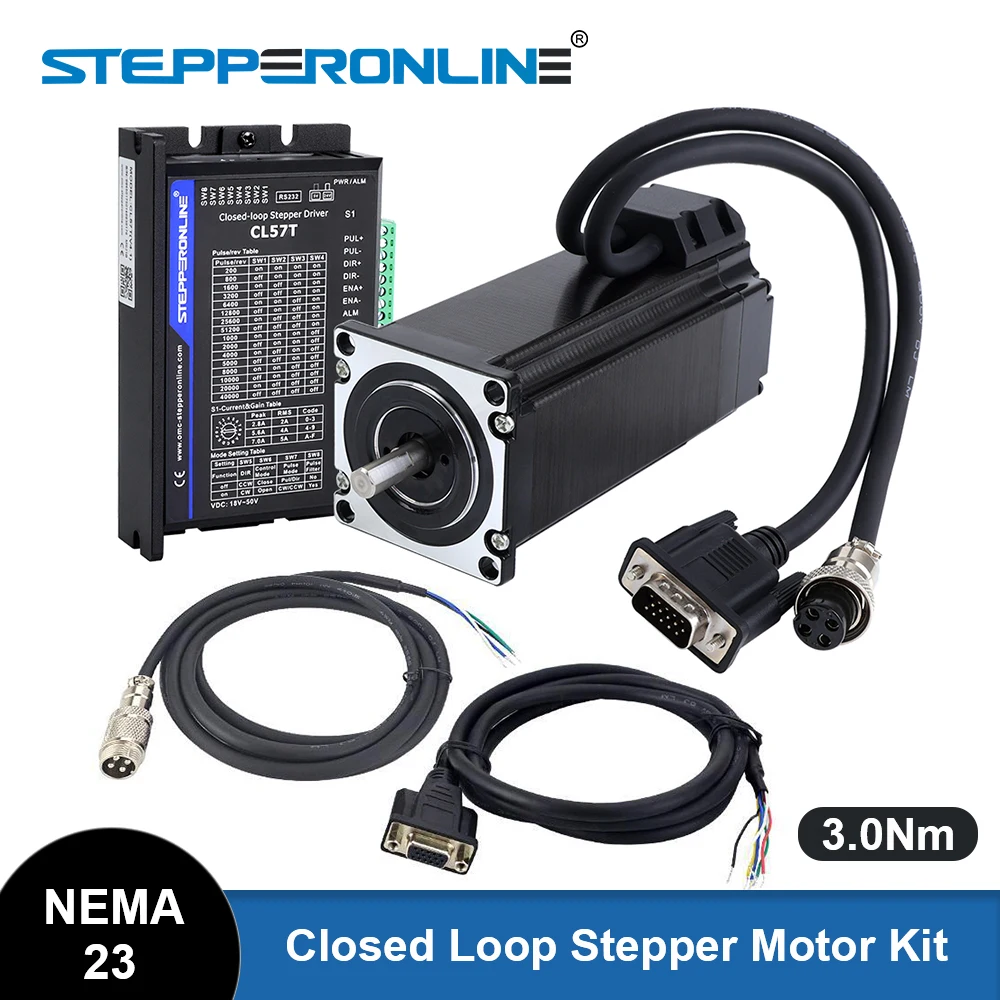 STEPPERONLINE Nema 23 Closed Loop Stepper Motor 3Nm with Servo Driver ...