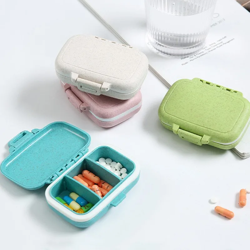 Wheat-Straw-Container-for-Medicines-3-Grids-Organizer-Container-For ...