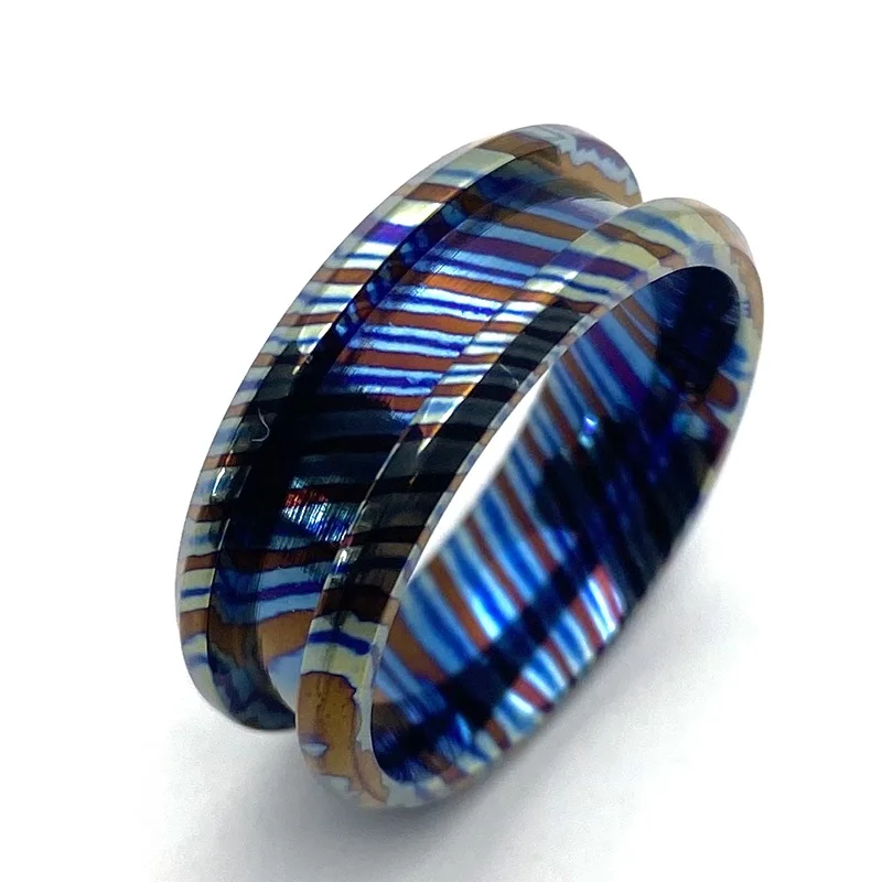 8mm-Beveled-Edges-Polished-Handmade-Twisted-Titanium-Damascus-Timascus ...