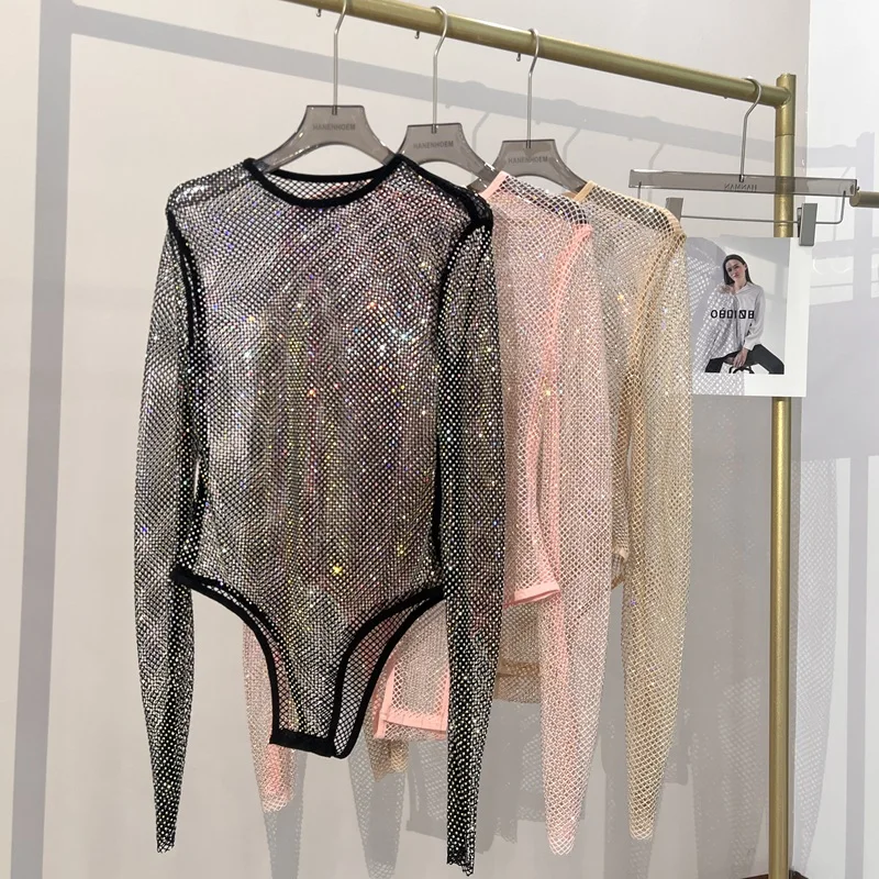 Body-transparente-de-rejilla-con-diamantes-de-imitaci-n-brillantes-para ...