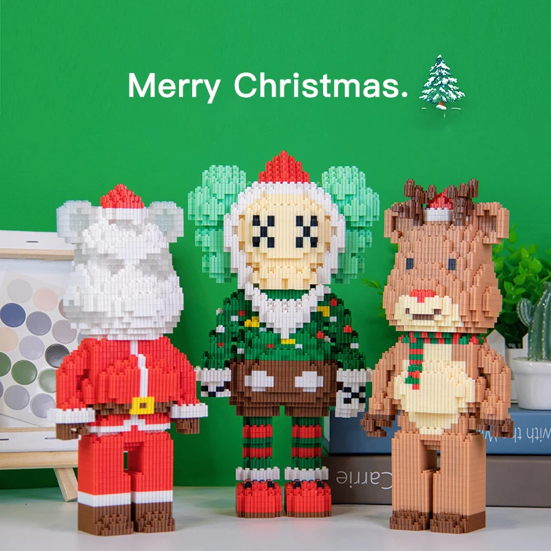 Creative Idea Mini Christmas Santa Claus Figure Elk Violent Bearbrick ...