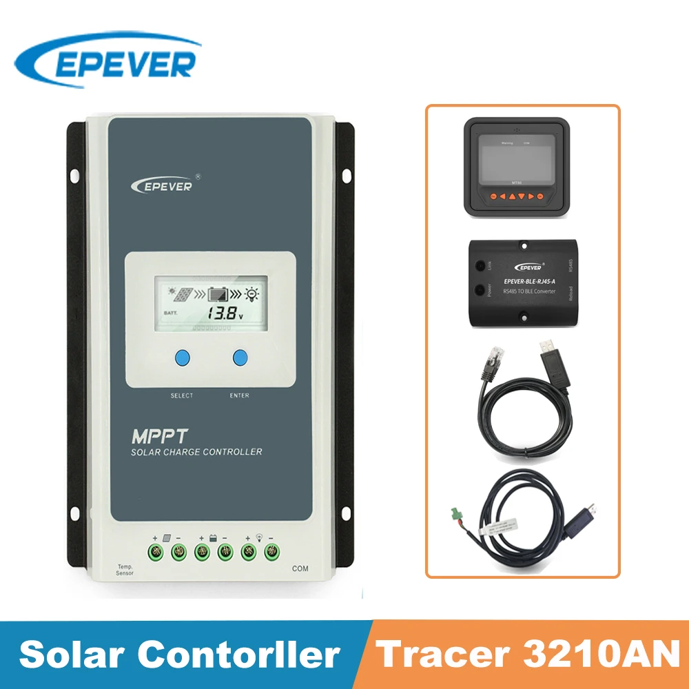 Epever Tracer3210an – Contrôleur Solaire 30a 12v 24v, Régulateur Mppt Avec Écran Mt50/câble Usb ...