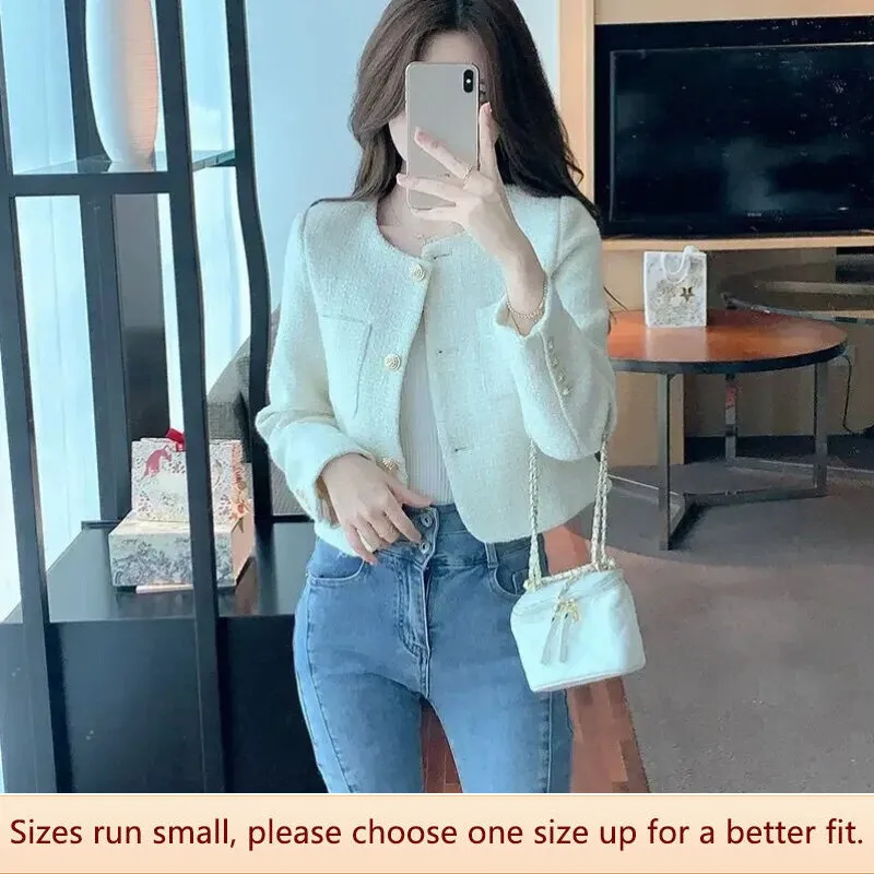 Elegant-Socialite-Style-Short-Coarse-Tweed-Jacket-Women-s-Top-Printing ...