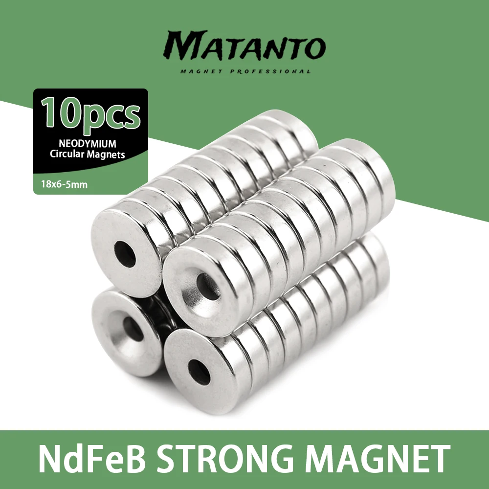 10-20-30PCS-18x6-5mm-N35-Permanent-NdFeB-Strong-Magnets-18-6mm-Hole-5mm ...