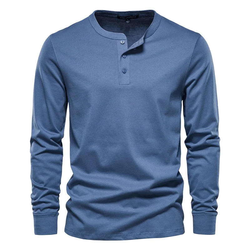AIOPESON-Henley-Collar-T-Shirt-Men-Casual-Solid-Color-Long-Sleeve-T ...