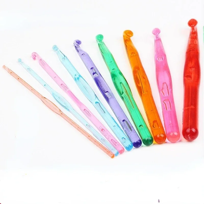 9Pcs-Plastic-Crochet-Hooks-Acrylic-Knitting-Needles-Weaving-Crochet ...