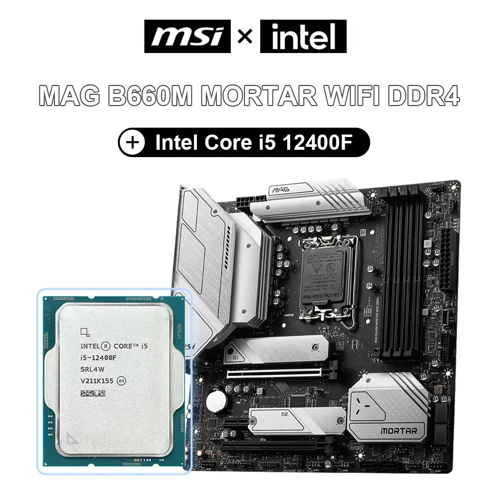 Intel Core i5-12400F CPU+MSI New MAG B660M MORTAR WIFI Motherboard DDR4 ...