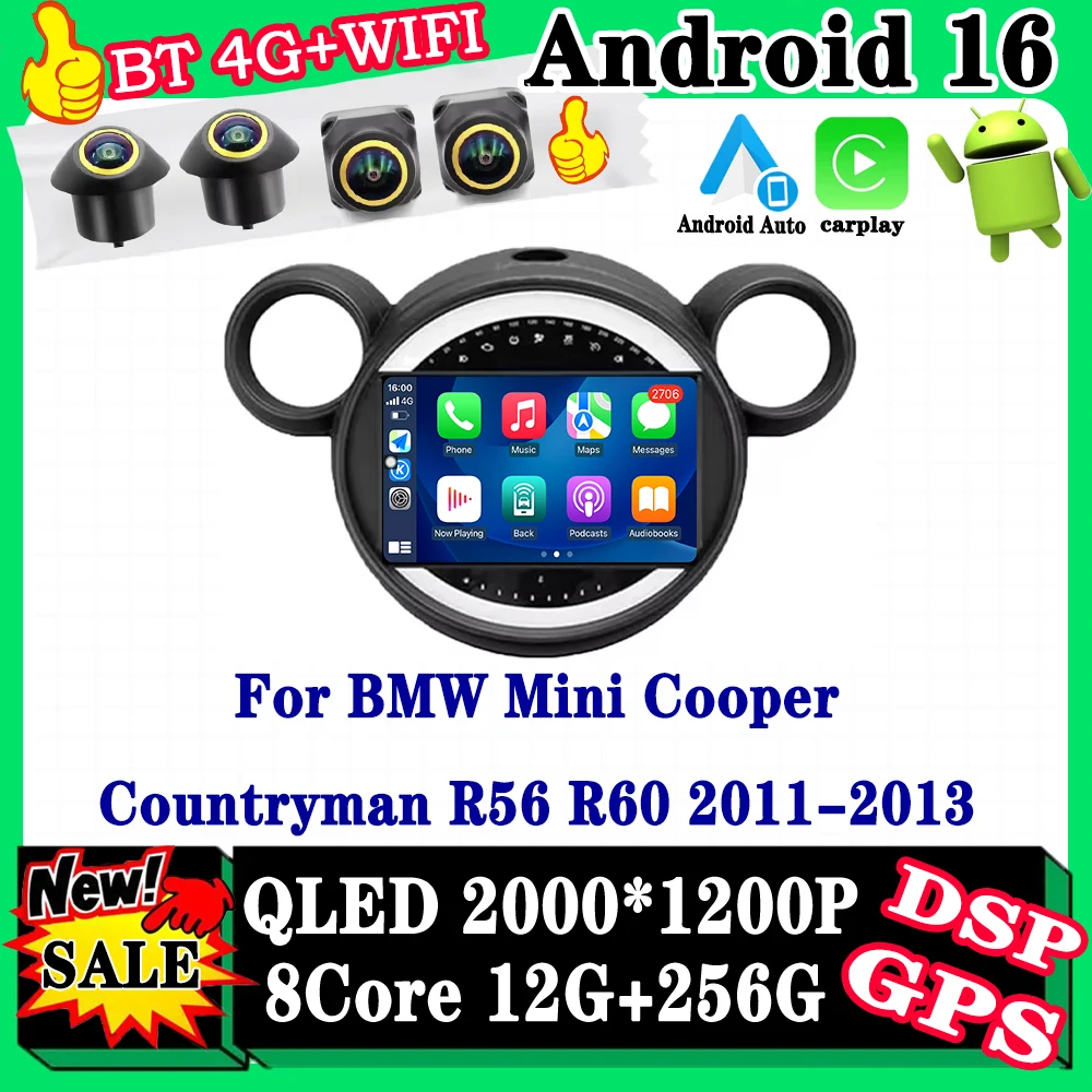 Android 16 Car Video Multimedia Player for BMW Mini Cooper Countryman ...