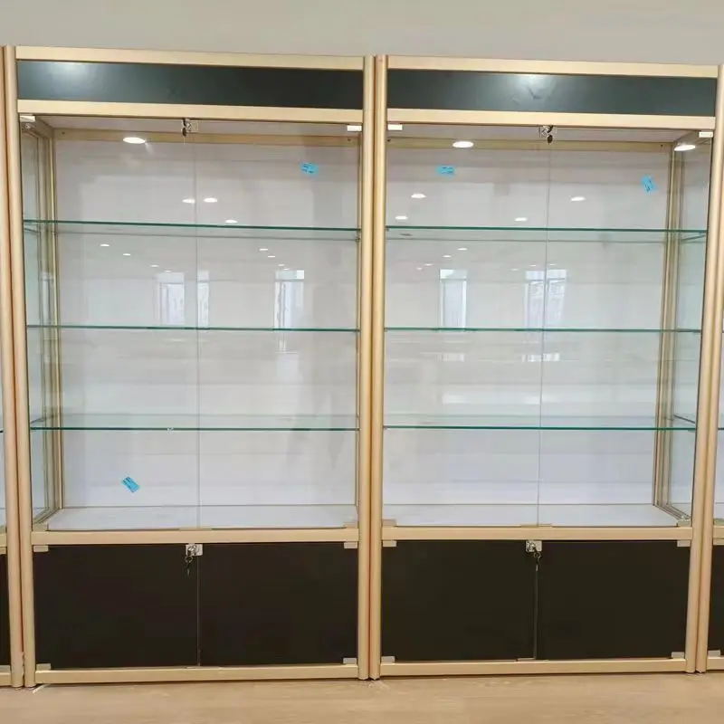 Custom-luxury-stainless-steel-frame-glass-display-cabinet-used-glass ...