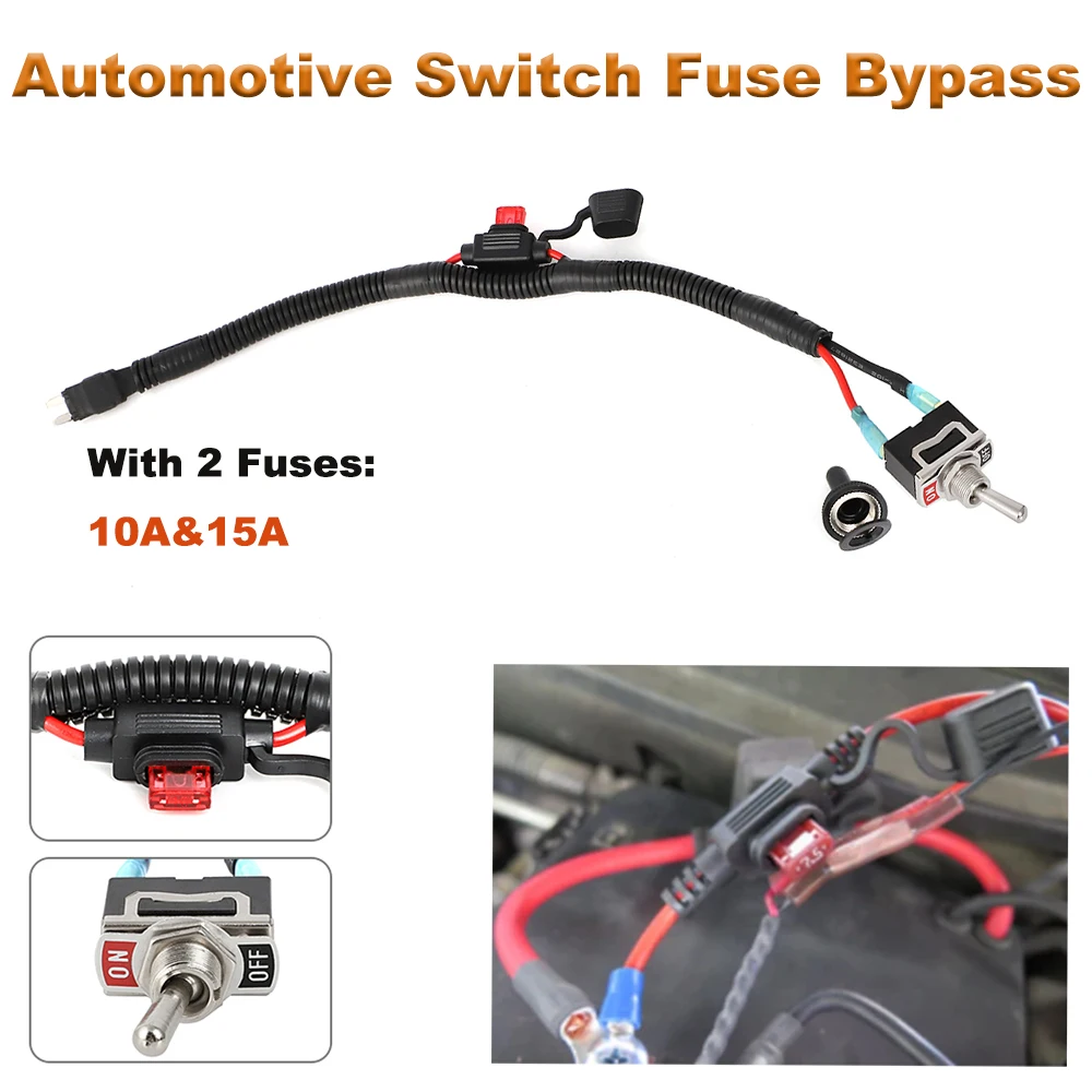 Automotive-Switch-Fuse-Bypass-Kit-35CM-With-2-Fuses-10A-15A-For ...