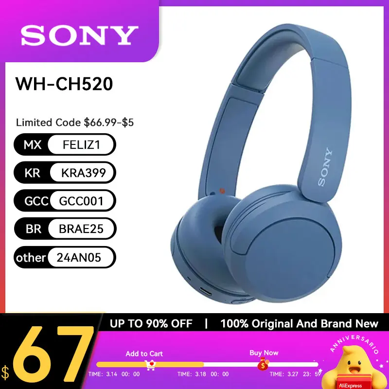 Sony-WH-CH520-Wireless-Headphones-Bluetooth-5-2-On-Ear-Headsets-Up-to ...