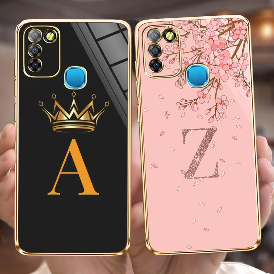 For Infinix Smart 5 Case X657 X657C 6.6'' Luxury 26 Letters Plating ...