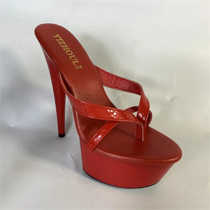 Summer-15-cm-high-heel-princess-flip-flops-model-red-stage-runway-show ...