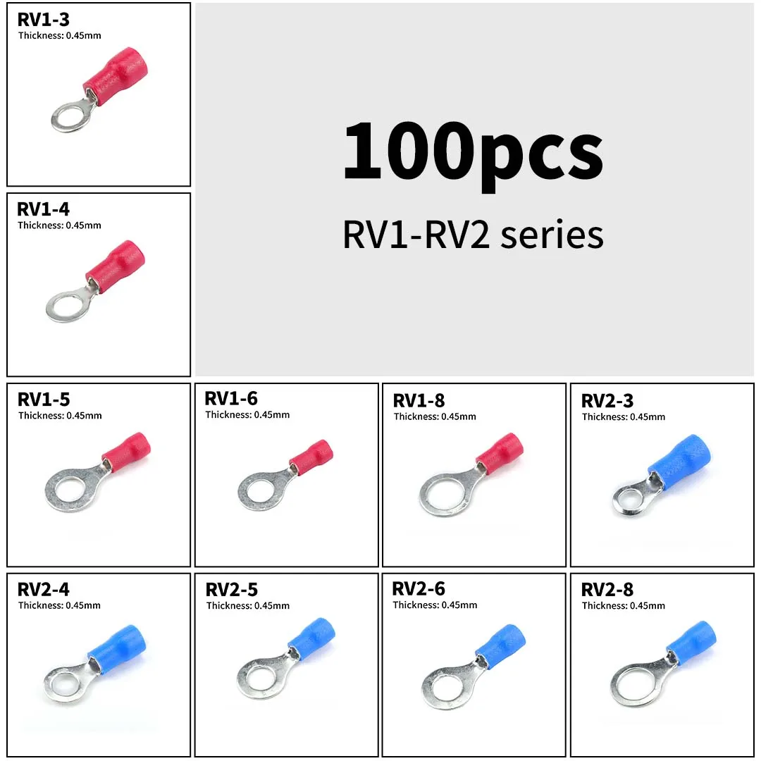 100PCS-Brass-Crimp-Terminal-Insulated-Cable-Connector-Electrical-Wire ...