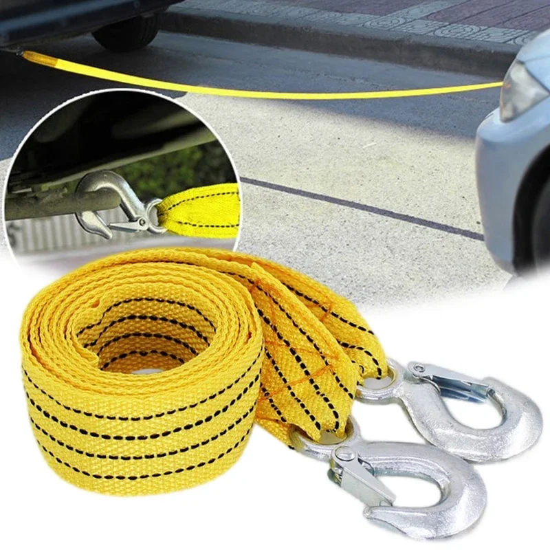 4M-Heavy-Duty-5Ton-Car-Tow-Cable-Towing-Pull-Rope-Strap-Hooks-Van-Road ...