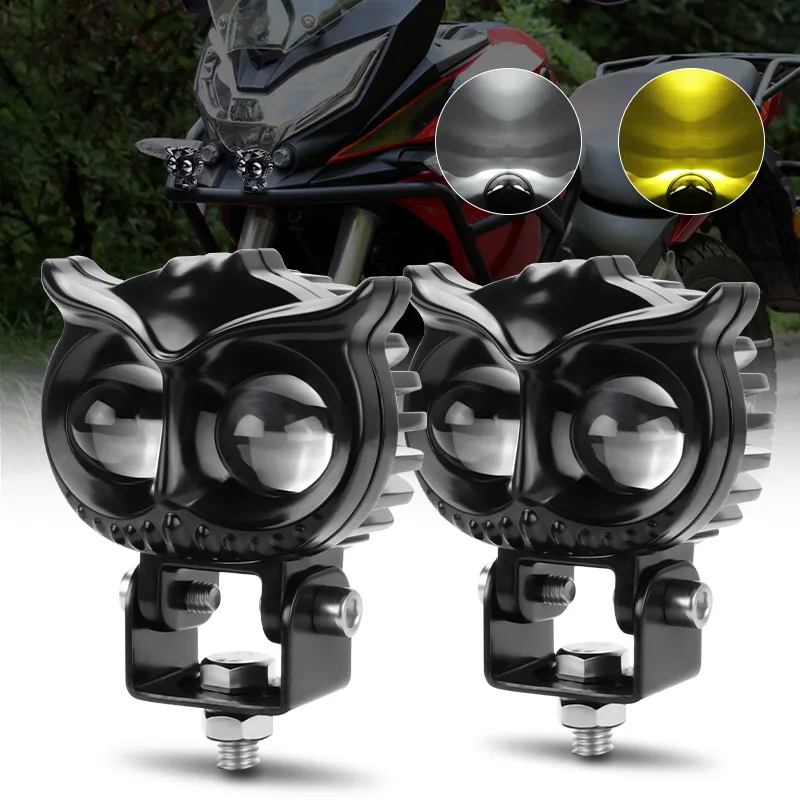 Universal-Motorcycle-LED-Headlight-owl-shape-Projector-Lens-Spotlight ...