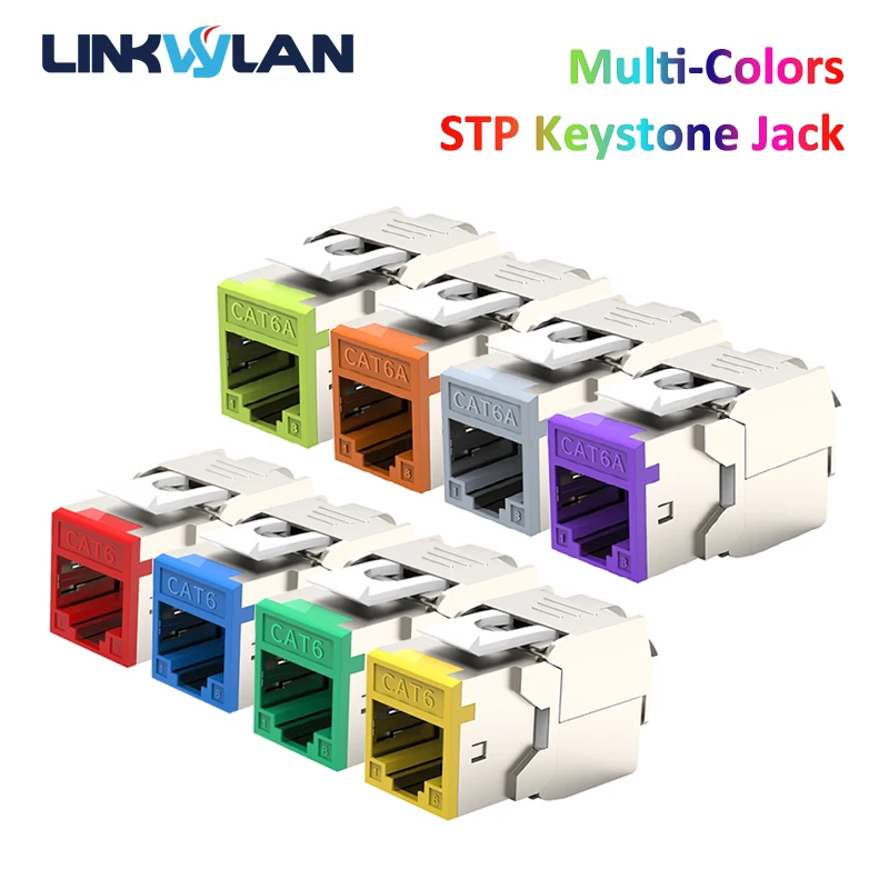 Linkwylan-RJ45-Cat6-Cat6A-Multi-Colors-Shielded-Keystone-Jack-Toolless-Type-Tool-free-Network ...
