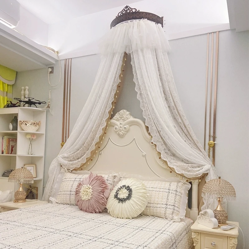 Luxury Bed Curtain Princess Bed Curtain with Crown French Style Bed ...