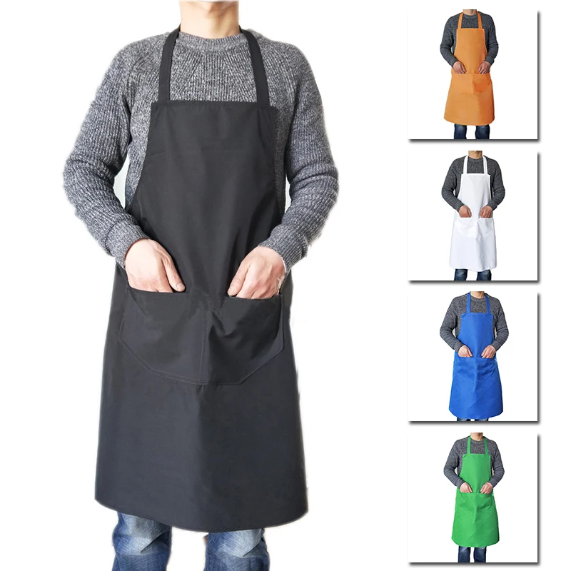 Cooking Apron Unisex Household Solid Color Chef Waiter Barbecue ...