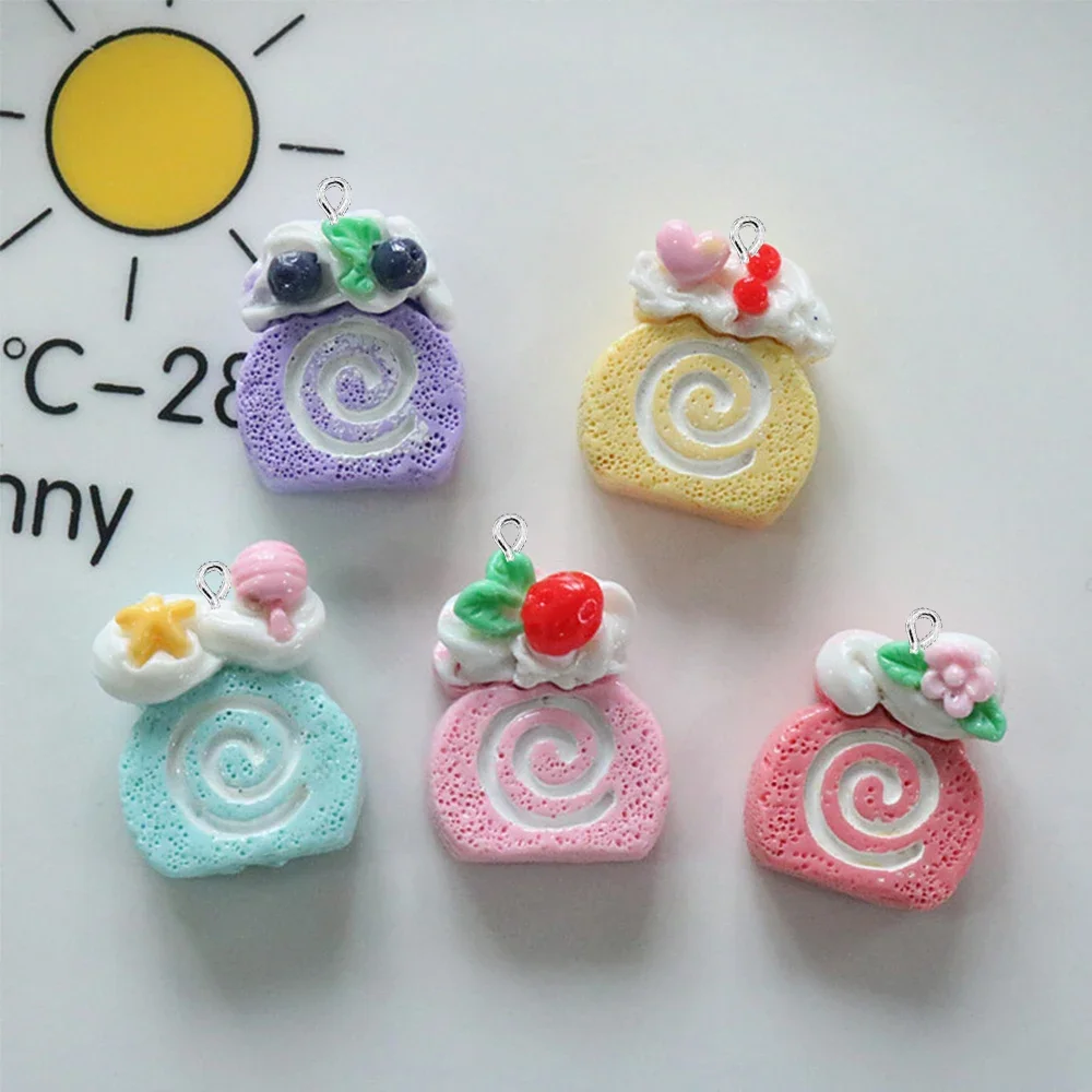 10PCS-25x19mm-Cake-Roll-Series-Flat-Back-Charms-For-Earrings-Bracelet ...