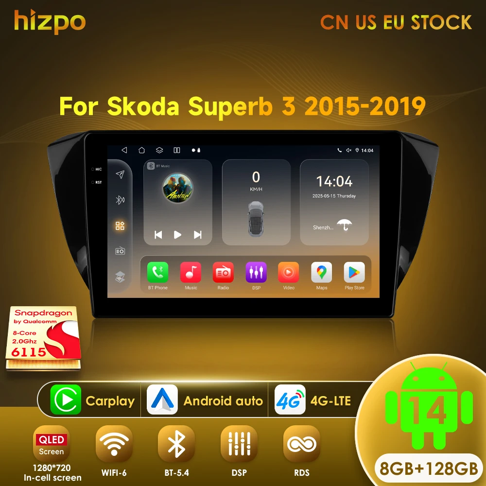 Hizpo Car Radio Multimedia Player For Skoda Superb 3 2015 - 2019 ...