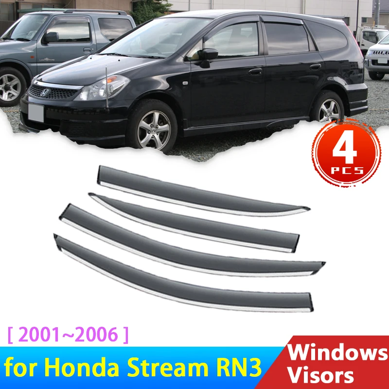 4x Deflectors for Honda Stream RN3 2 1 4 5 2001~2006 2003 Accessories ...
