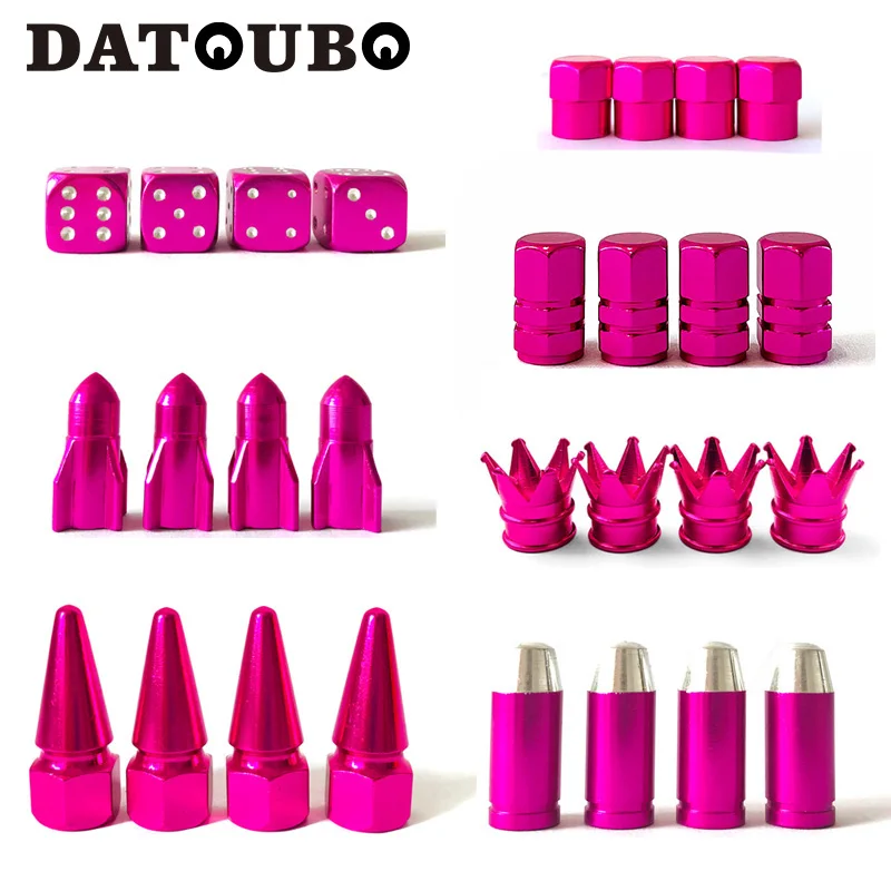 Datoubo Pink Color Car Tire Valve Stem Cap Sets.crown Dice Rocket Spike ...