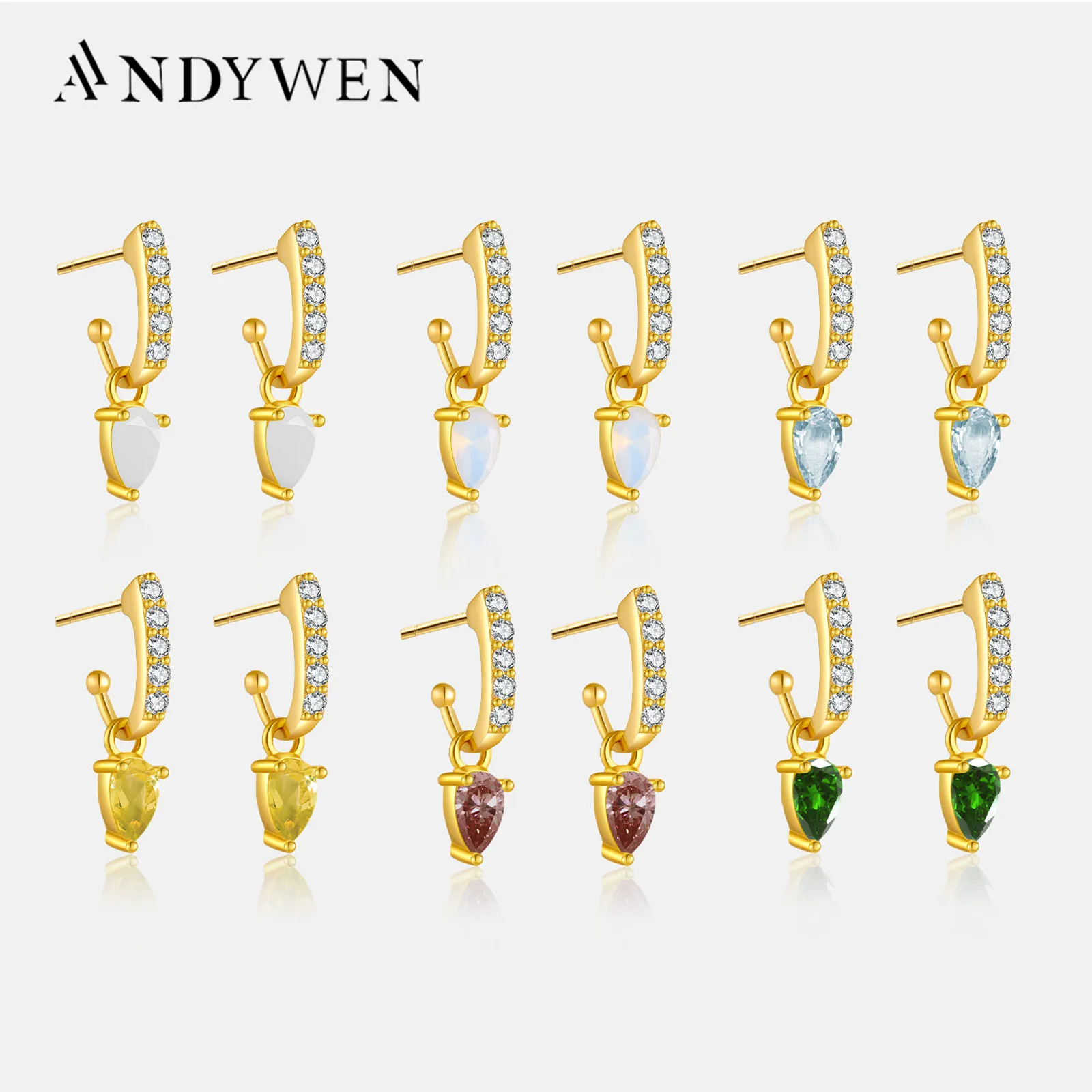 ANDYWEN 2020 925 Sterling Silver 9mm Circle Colorful Rainbow Drop ...