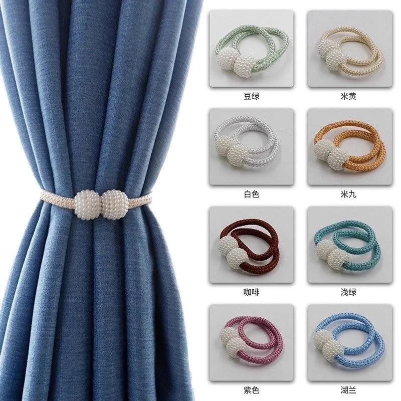2pcs light luxury high-end pearl curtain straps pair of living room ...