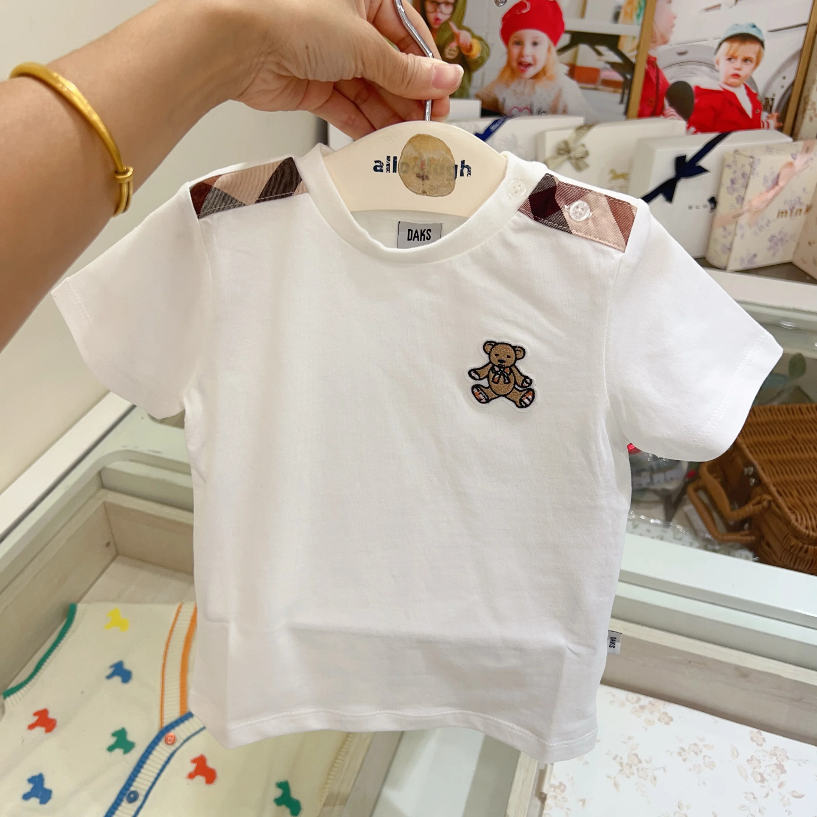 Daks Kids 기본 스타일 반팔 티셔츠 코튼 기하학 패턴 유니섹스 다목적 여름 신상품 아동 의류 - AliExpress 1501