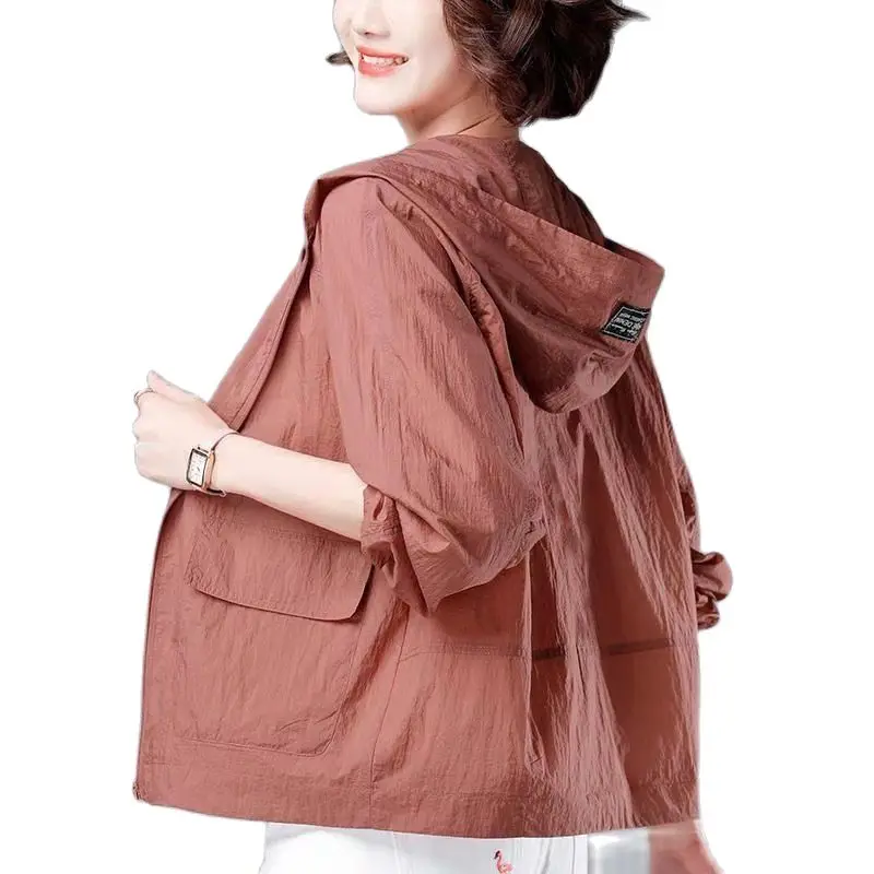 New 2022 Thin Women's Coat Summer Autumn Hooded Jacket Outdoor Sun ...