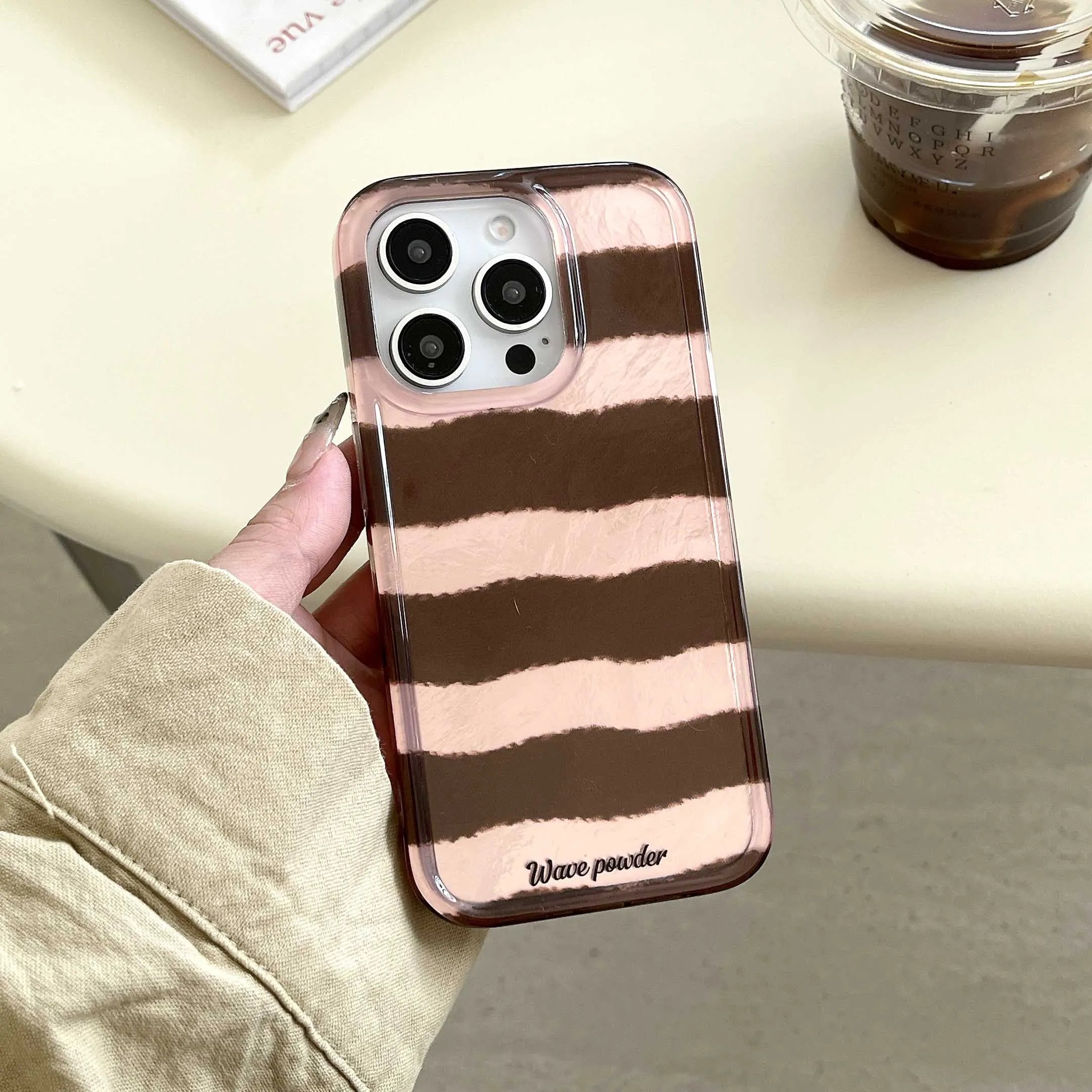 Autume-winter-pink-brown-stripes-phone-case-for-iphone-16-12-14-15-pro ...