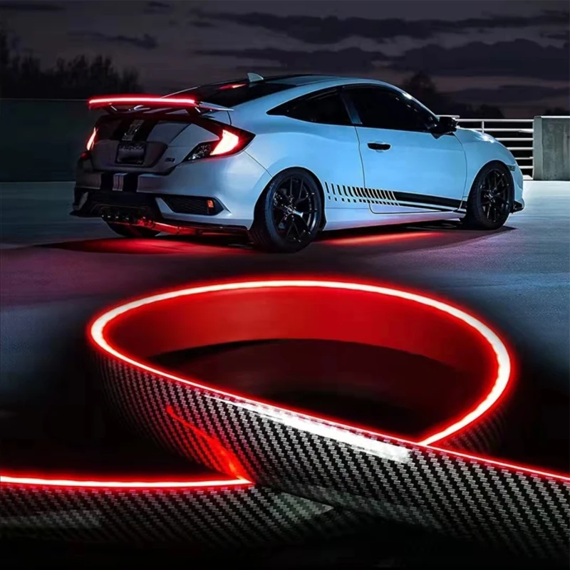 118cm de fibra carbono led spoiler luzes universal auto condução freio ...