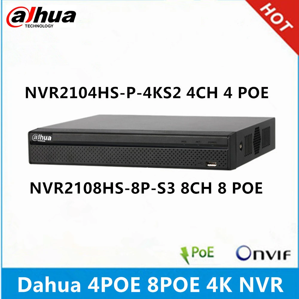 Dahua Nvr2104hs-p-4ks2 4ch 4poe & Nvr2108hs-8p-s3 8ch 8 Poe Ports 1u Network Video Recorder 4k ...